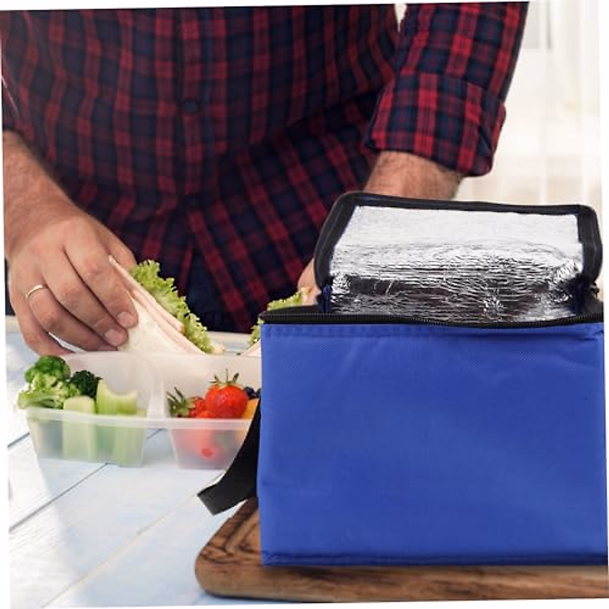 OUNONA 3pcs Insulation Cooler Cooler for Grocery Shopping Take Away Coffee Hot Cold Food Cooler for Catering Thermal Food Container Aluminum Blue