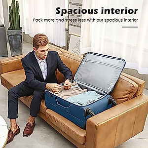 Coolife Luggage 4 Piece Set Suitcase TSA Lock Spinner Softshell lightweight (black+red)