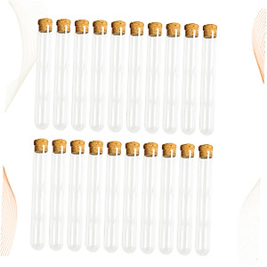 Luxshiny 30pcs Mini Test Tubes Jar with Lid Party Favors Test Tube Test Tubes with Stoppers Candy Containers Terrarium Wedding Favors Test Tubes with Cork Stoppers Bamboo Set Glass