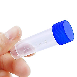 Twdrer 50PCS 5ml Plastic Graduated Vial Tube with Screw Caps,Small Test Sample Bottles Tubes Container with Lid