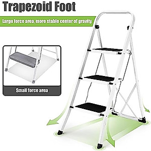 SIMPLI-MAGIC Step Ladder, 3 Step Stool Ergonomic Folding Step Stool with Wide Anti-Slip Pedal Sturdy Step Stool for Adults Multi-Use for Household, Kitchen，Office Step Ladder Stool (3 Step - White)