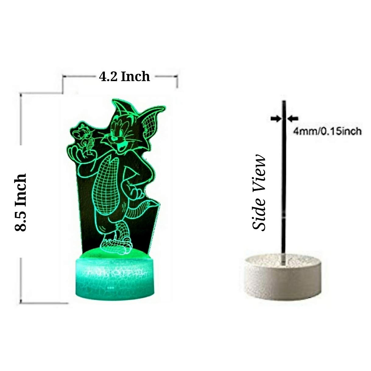 Z ZILLION CRAFT Tom and Jerry Illusion 3D Night lamp for Kids Bedroom. 7 Color Changing Optical lamp with Touch Sensor. Best for Kids as Gifts.
