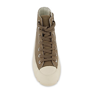 CUSHIONAIRE Women's Vespa high top Canvas Sneaker +Memory Foam and Side Zipper, Olive 9 W