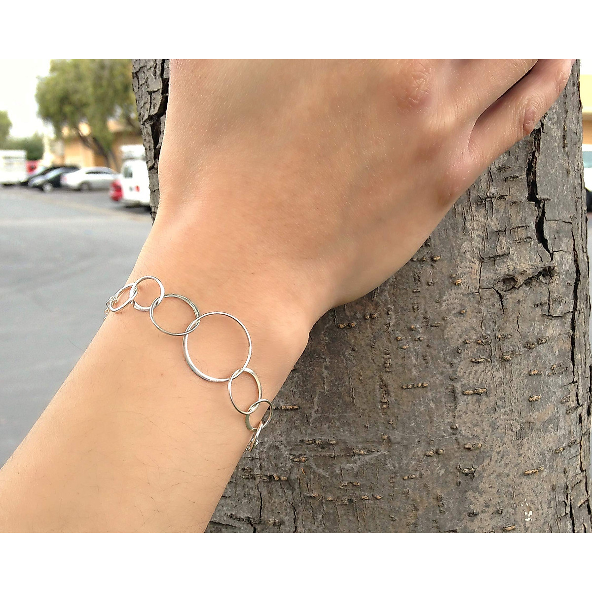 EFYTAL 70 Birthday Gifts, 925 Sterling Silver 7 Ring Bracelet for Women, 7 Circles Jewelry, Gifts for 70 Year Old, 70th Birthday Gifts for Grandma