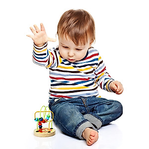 AISHUN Bead Maze Toy for Toddlers Wooden Colorful Roller Coaster Educational Circle Toys Learning Preschool Toys Birthday Gift for Boys and Girls