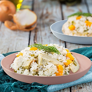 OAMCEG 8 Pack Plastic Plates Reusable 10 Inches Unbreakable Eco-Friendly Lightweight Wheat Straw Plates, Salad Plates, Camping Plates, Dinner Plates, College Dorm Room Essentials, BPA FREE