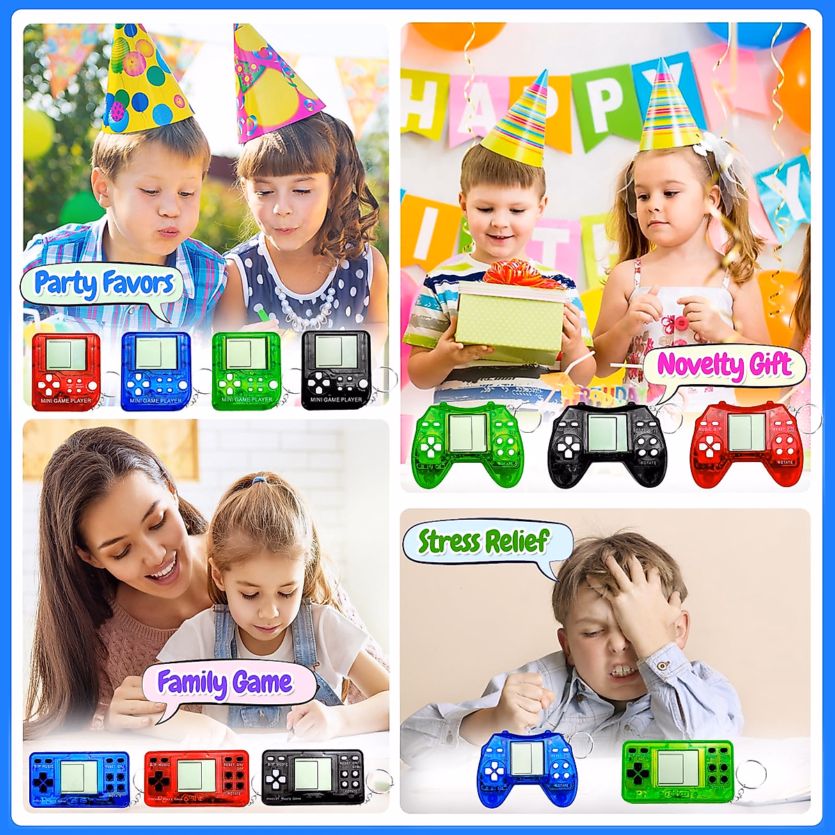 TGIQROVE Video Game Party Favors, Video Games Keychain, Birthday Gaming Party Gifts, Mini Game Console for Kids Classroom Prizes, Goodies Bags Stuffer, Backpack (12Pcs)