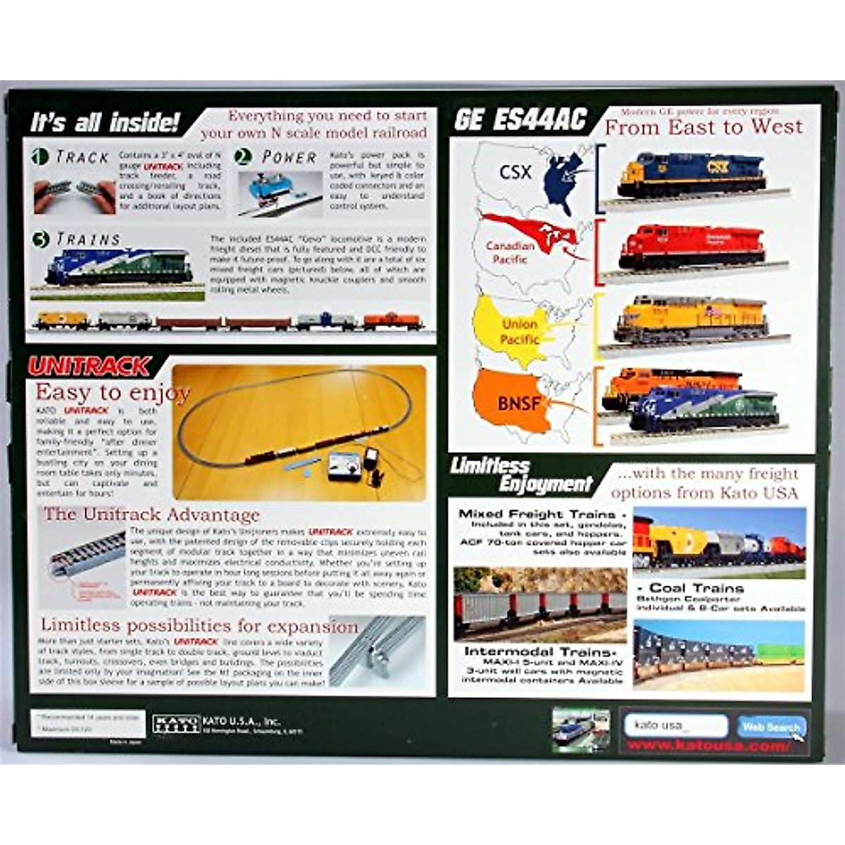 Kato KAT1060024 N ES44AC Freight Train Set, BNSF/Wedge
