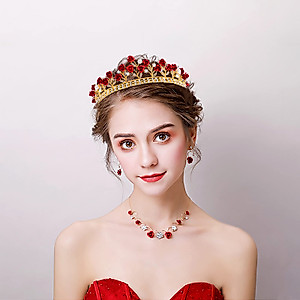 Rose Crown Rose Tiaras for Women Rose Designed Bride Headdress Wedding Hair Crown Rose Rhinestone Crown Wedding Girl Tiara Headdress