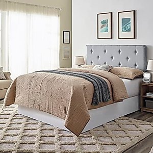 Classic Brands Maxwell Tufted Upholstered Headboard, Light Grey, Queen