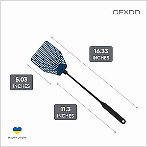 OFXDD Rubber Fly Swatter, Long Fly Swatter Pack, Fly Swatter Heavy Duty, Black and Blue Colors (3 Pack)