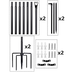 XDW-GIFTS String Light Pole - Steel Poles for Outdoor String Lights Hanging, Garden, Backyard, Patio Lighting Stand for Parties, Wedding, 2 Pack