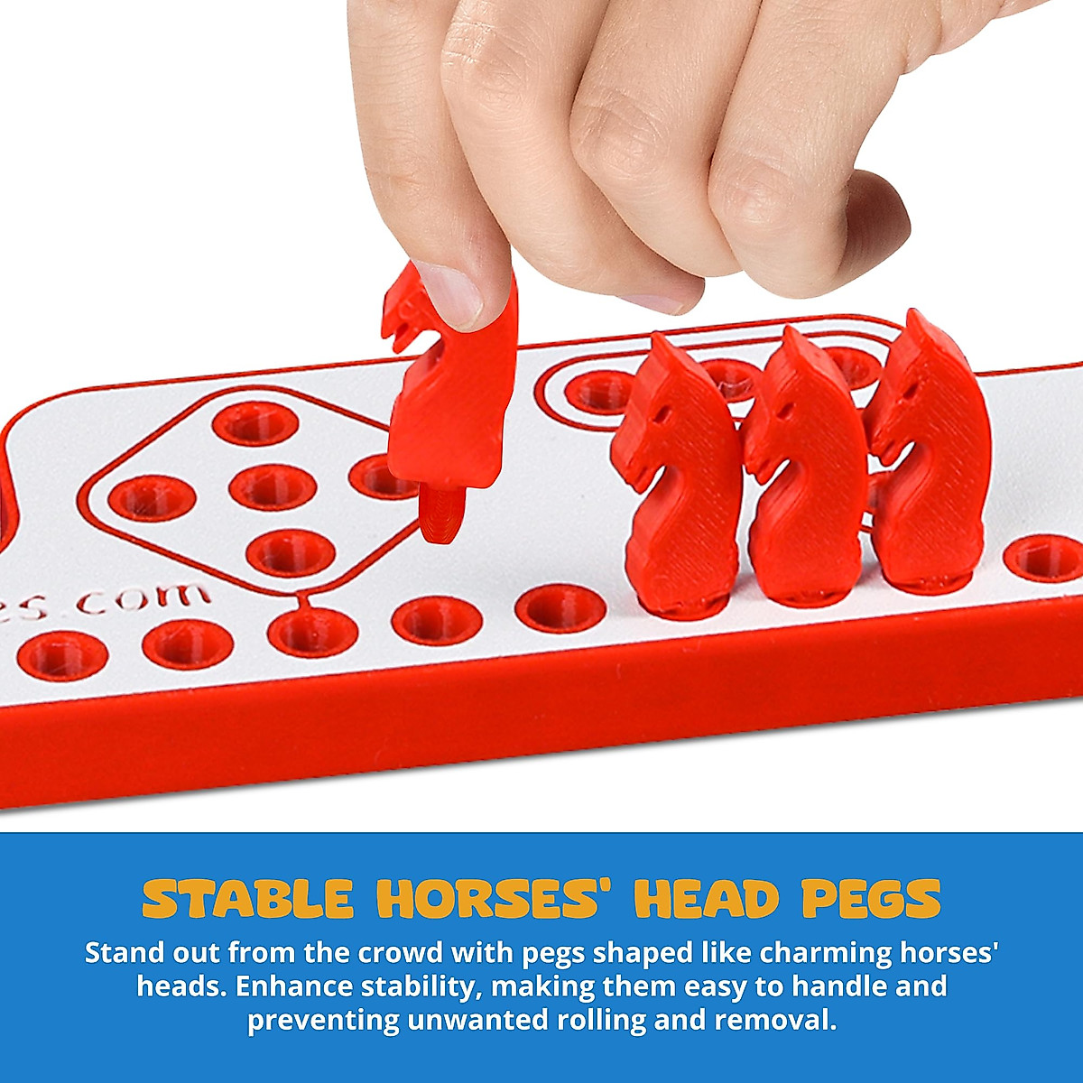 Games by 3D Pegs and Jokers Board Game - Strategic, Fun, Engaging, and Portable - Play with Family and Friends - Easy to Learn - Travel-Friendly - with Horse-Head Peg and Deck of Cards - 2-8 Players