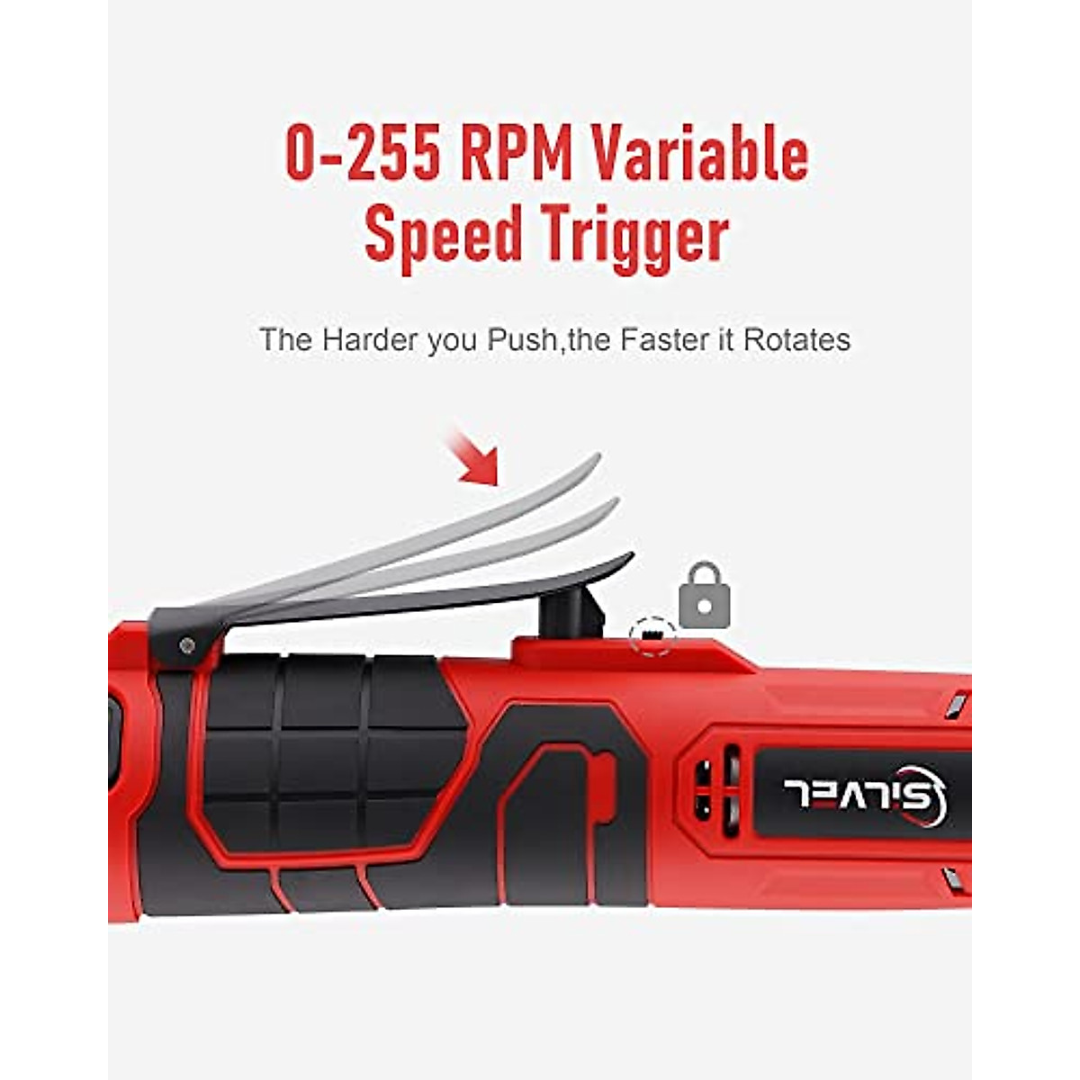 SILVEL 3/8" Cordeless Electric Ratchet Wrench Set, 12V 46 Ft-lbs Power Ratchet Kit With 2-Pack 2.0 Ah Lithium-Ion Batteries, 400 RPM Speed, 7 Sockets and 1/4" Adapter