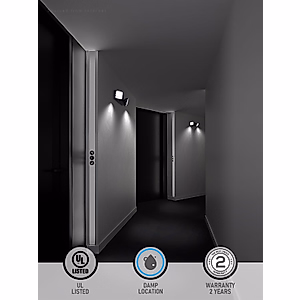 TORCHSTAR LED Emergency Lights, Emergency Lighting with Battery Backup, Dual Heads Adjustable, Lighting Fixtures for Emergency Use, Home Power Failure, UL & FCC Listed, AC 120/277V, Black, Pack of 4