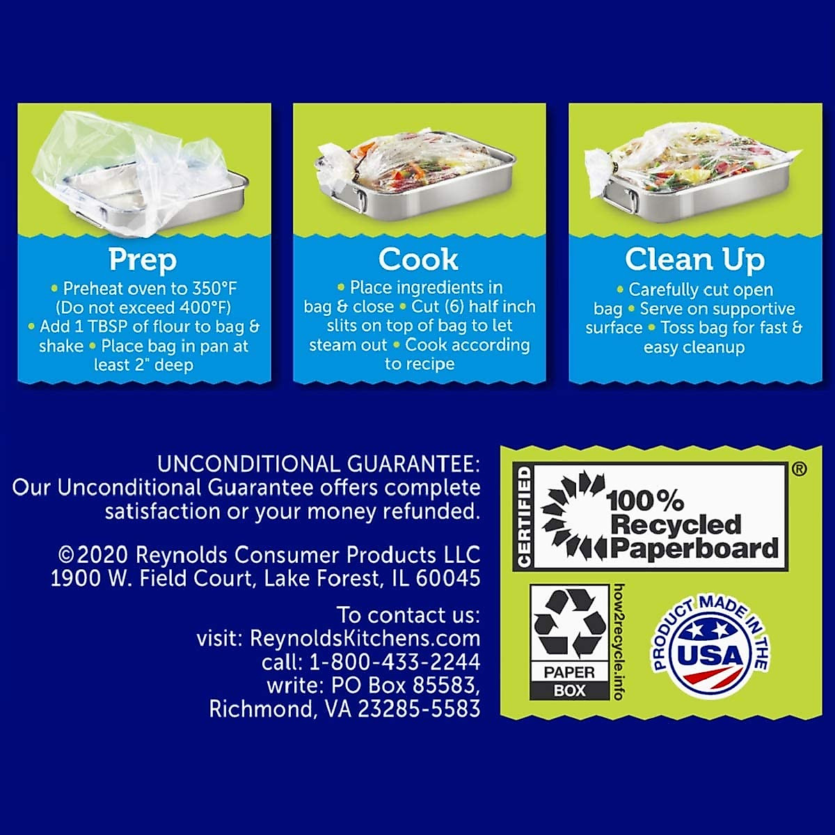 Reynolds Oven Cooking Large Size for Meats & Poultry (up to 8-Pounds), 5 Count Boxes (Pack of 3) 15 Bags Total