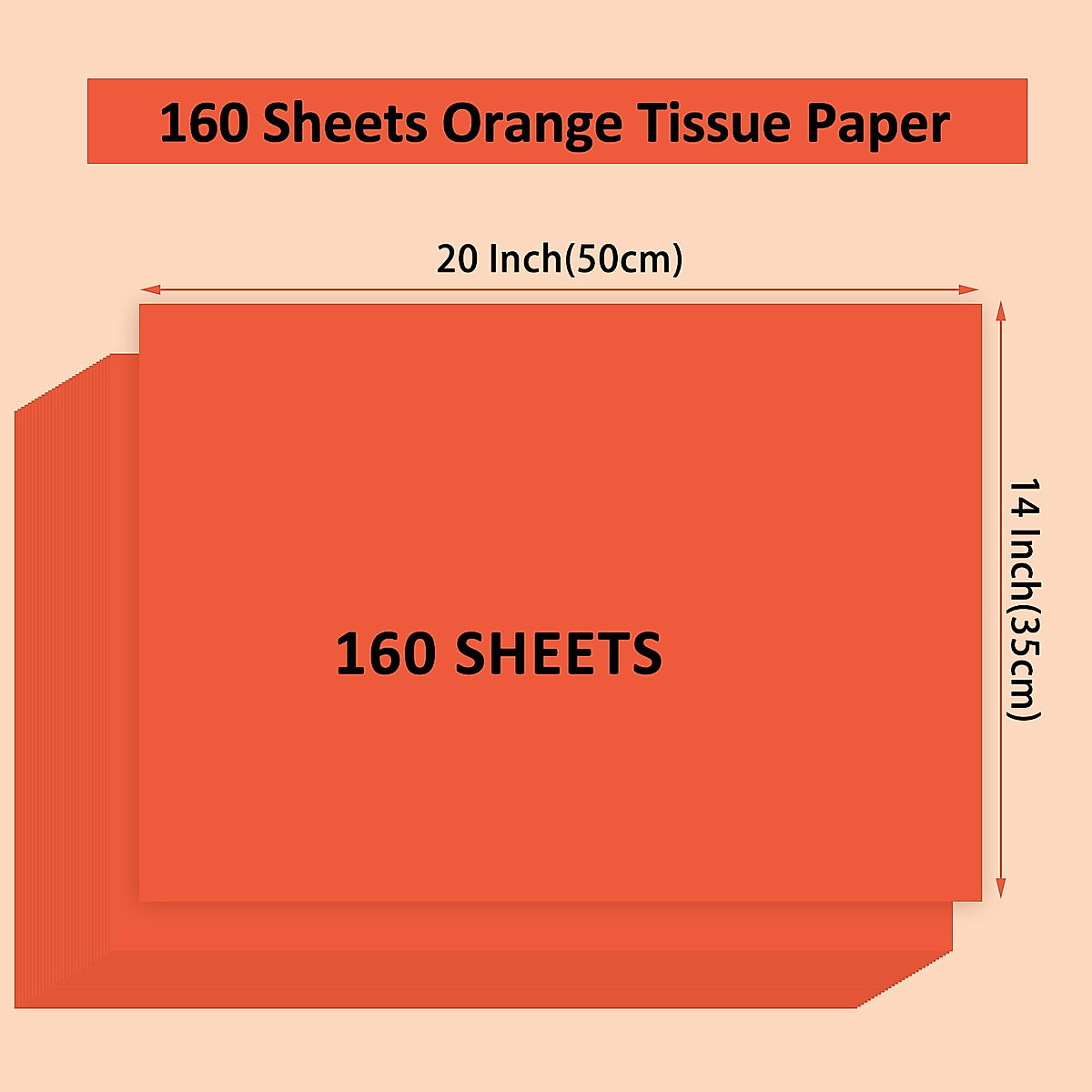 160 Sheets Christmas Tissue Paper 20 X 14 Inches, Thanksgiving Tissue Paper for Gift Bags Oranger Wrapping Tissue Paper Bulk for Crafts Birthday Party Decorations