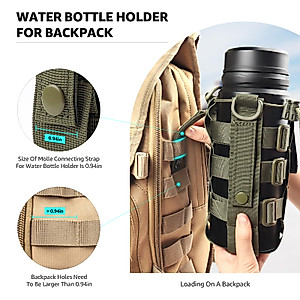 ZXXSFM Molle Pouch Water Bottle Holder for Backpack, Tactical Water Bottle Holder Use with Strap, Adjustable Straps Water Bottle Carrier Bag for 20 32 36 48 Oz Water Bottle(Green)