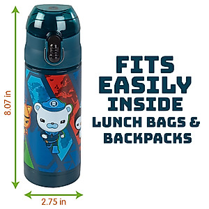 Octonauts Above & Beyond Blue Stainless Steel 13 oz Insulated Water Bottle for Kids - Spill Proof Lid, Easy to Use, Reusable - Keep Liquids Hot/Cold For Hours - Great for Travel, School, Sports, Camp