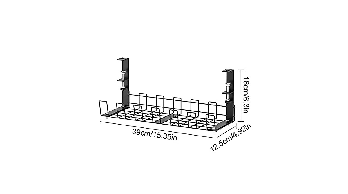 Under Desk Cable Management Tray - No Drill Design