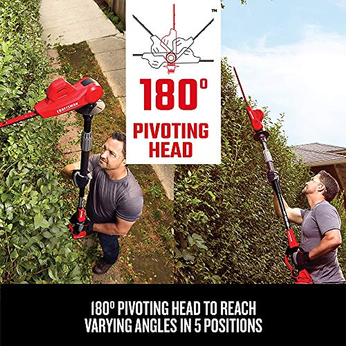 CRAFTSMAN V20 Cordless Pole Hedge Trimmer, 18-Inch, Extended Reach, Battery and Charger Included (CMCPHT818D1)