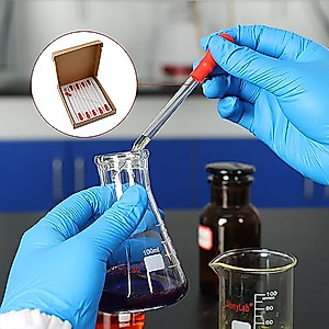 StonyLab Glass Dropper Pipettes, Thick Borosilicate Glass Dropping Pipettes 3ml Non-Graduated Liquid Transfer Pipettes with Red Rubber Caps for Laboratory Chemistry, Set of 10