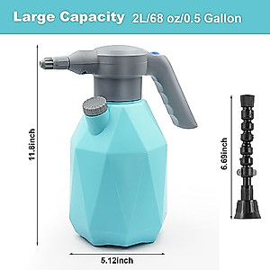 0.5 Gallon/2L Electric Spray Bottle Plant Mister, VAXMAY Electric Sprayer with Adjustable Mist Nozzle and Extension Spout, USB Rechargeable Continuous Spray Bottle for Plants, Fertilizing, Cleaning