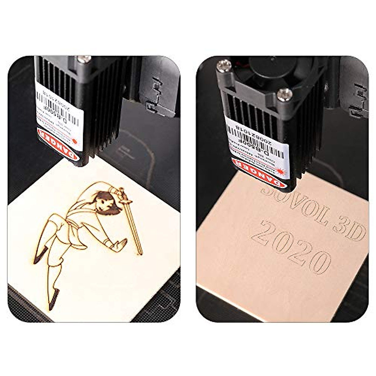 Sovol 3D 500mW Laser Module, 12-24V Engraving Laser Head Kits Magnetic Design with Goggles, Test Wooden Boards for SV01/ SV02/ Ender 3 V2/ Ender 3/ Ender 3 Pro/Ender 5 / Ender 5 Pro 3D Printer