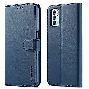 Phone Flip Case Compatible with OPPO Reno 6Pro 5G PU Leather Wallet Case,with Card Slot [Stand Feature] Magnetic Closure Protective TPU Shockproof Flip Cover Case phone protection ( Color : BLUE )