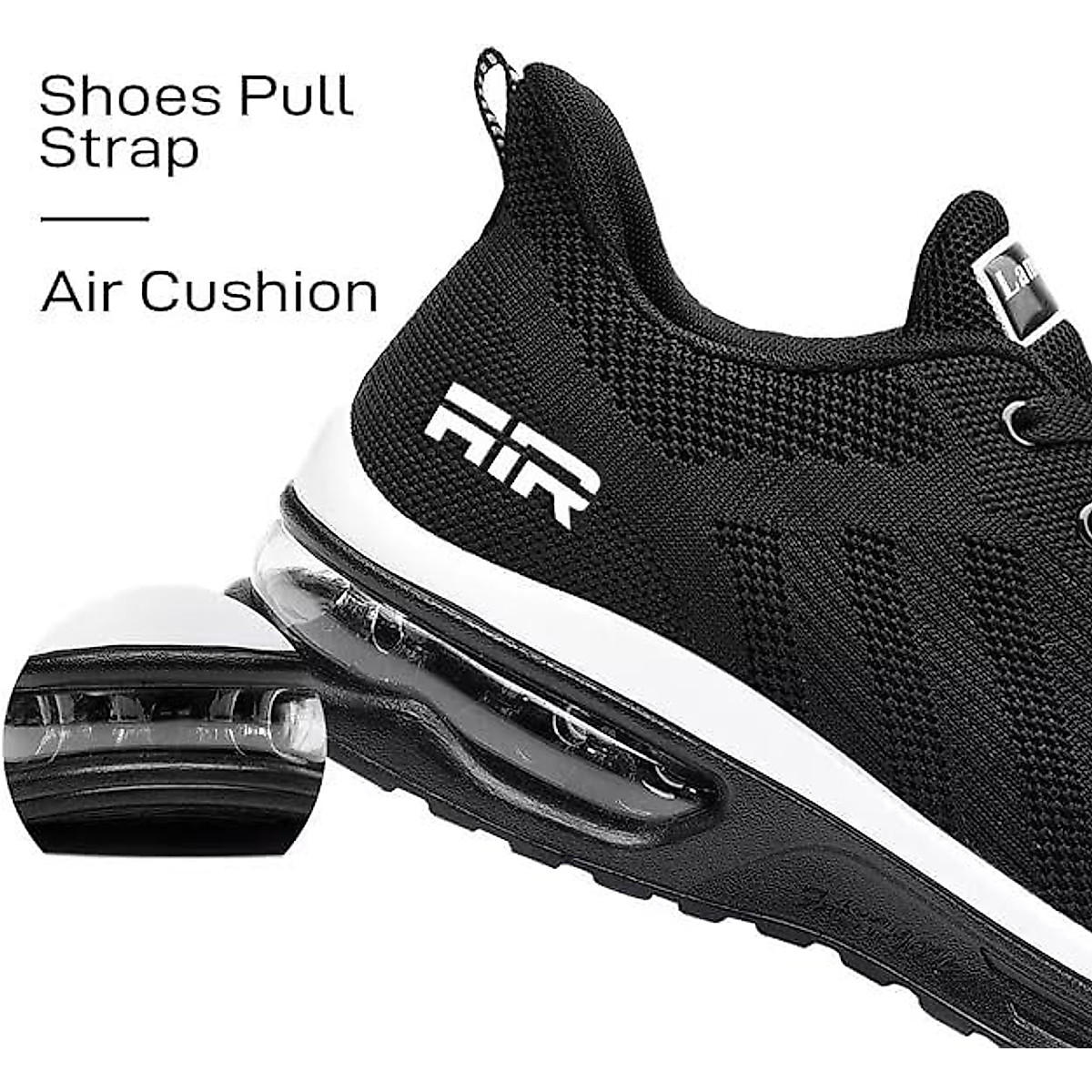 Wide Width Womens Sneakers Air Cushion Running Shoes Walking Tennis Shoes for Women Black