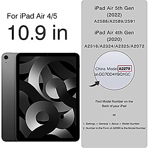 iPad Air 5/4 Case, iPad Air 5th/4th Gen Case for 10.9 Inch 2022/2020 Model, Auto Wake/Sleep Cover, Protective Cover with Pencil Holder, Clear Transparent Back Shell, Smart Trifold Stand (White)