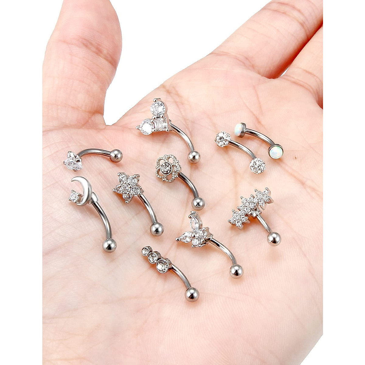 Jenxnjsjo Eyebrow Rook 16g 5/16in Piercing Jewelry Ring for Women Vertical Labret Lip Hood Curved Barbell Snug Earrings Belly Button Snake Frog Eyes Vch Bridge Cartilage Daith Surface Anti Tragus