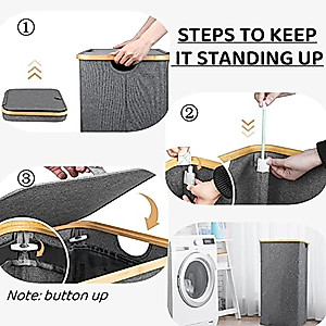 laundry basket with lid100L Bamboo Laundry Basket with Lid laundry hamper with removable bag Water-proof Dirty Clothes Hamper Collapsible Laundry Baskets for Clothes Storage and Bedroom (Square, new-grey) (Square, new-grey)