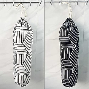 2Pcs Plastic Bag Holder, Large Grocery Bags Holders, 22x9 in Wall Mount Plastic Bag Organizer for Home, Office, Kitchen, Warehouse (Black, White)