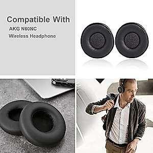 Replacement Ear Pads Ear Cusions Compatible with AKG N60NC Wireless Bluetooth Headphone Soft Protein Leather and Noise Isolation Memory Foam Headset Ear Covers