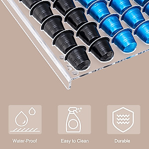 Sumerflos Coffee Pod Storage Organizer Tray Drawer, Holds 42 Capsules Compatible with Nespresso original pods Insert for Kitchen Home Office Capsule Drawer Capsule Holder and Organizer - Clear