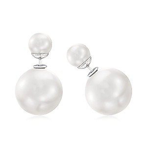 Ross-Simons 8-16mm Shell Pearl Front-Back Earrings in Sterling Silver