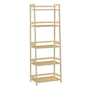 WTZ Bookshelf Book Shelf, Bookcase Storage Shelves Book case, Ladder Shelf for Bedroom, Living Room, Office MC-508(Natural)