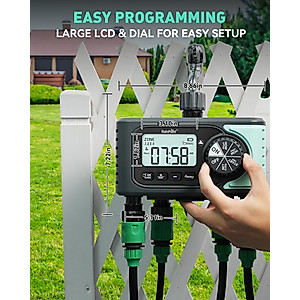 RAINPOINT Sprinkler Timer 4 Zone Water Timer, 4 Outlets Hose Timers for Watering with Rain Delay/Manual/Automatic Timed Irrigation Controller System, Programmable Digital Faucet Timer for Lawn Pool