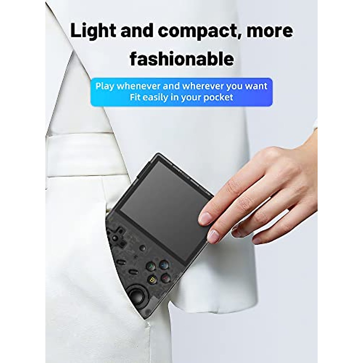 RG353V Handheld Game Console 16G + 128G TF Card, 3.5-Inches Display Dual OS Android 11, Linux System Support 5G WiFi 4.2 Bluetooth, RK3566 Chip Built-in 15000+ Classic Games (Black Transparent)