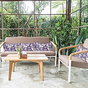 Throw Pillow Covers Camouflage Camo Purple Decorative Pillow Covers 12x20 Inch Set of 4 Abstract Farmhouse Style Linen Pillow Case Cushion Cases for Couch Sofa Bedroom Living Room Home Decor