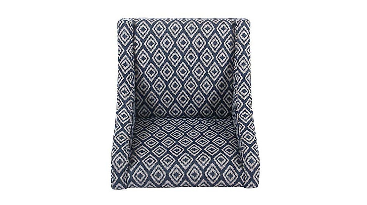 HomePop Modern Swoop Arm Accent Chairs in Blue Geometric Pattern
