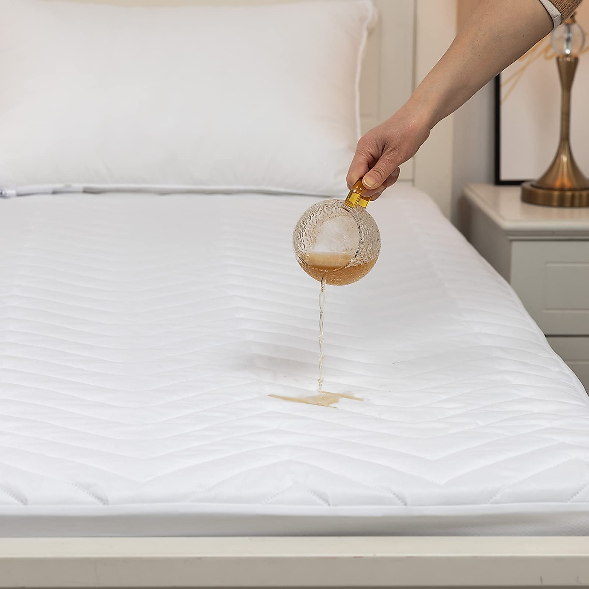 Kingnex Quilted Waterproof Full Split Queen Mattress Protector Adjustable Bed Include 2 30x80 Pad Fitted Sheet Style Deep Pocket Matress Cover Split Queen