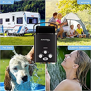 Portable Water Heater Propane Tankless - 6L 1.58GPM RV on demand Hot Gas Outdoor Digital Display Water Heater for Camping,Boat,Cabins(black)