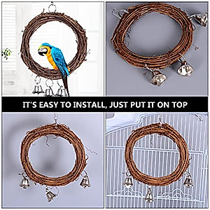Balacoo Parakeet Decorated Garland Parrot Bird Perches Parrot Rattan Twig Bungee Bird Toy with Bell Wreath Swing Perch Hanging Climbing Chews Toy Garden Porch Wind Chime Climbing Toys Climbing Toys
