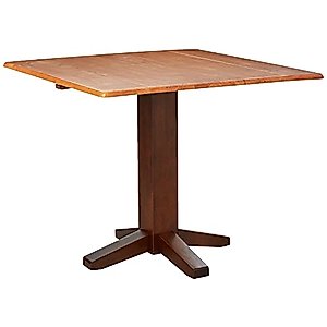 International Concepts Square Dual Drop Leaf Dining Table, 36", Cinnamon/Espresso