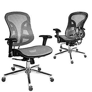 Mimager Mesh Seat Office Chair, Ergonomic Office Chair with Lumbar Support, Mesh Desk Chair 120°Tilt Function, Computer Desk Chairs with Wheels Armrests for Home Office, Conference Room, Black
