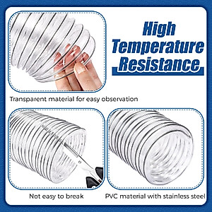 Therwen Clear PVC Dust Collection Hose, Heavy Duty Dust Debris and Fume Collection Hose, Flexible Clear Vacuum Hoses (4" X 70 ft)