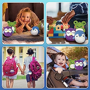 BEEBARYJ 3PCS Crochet Kit for Beginners,Crochet Starter Kit for Adults and Kids DIY Crochet Animal Kit Crocheting Knitting Kit with Step-by-Step Video Tutorials (Penguin+Frog+Owl)