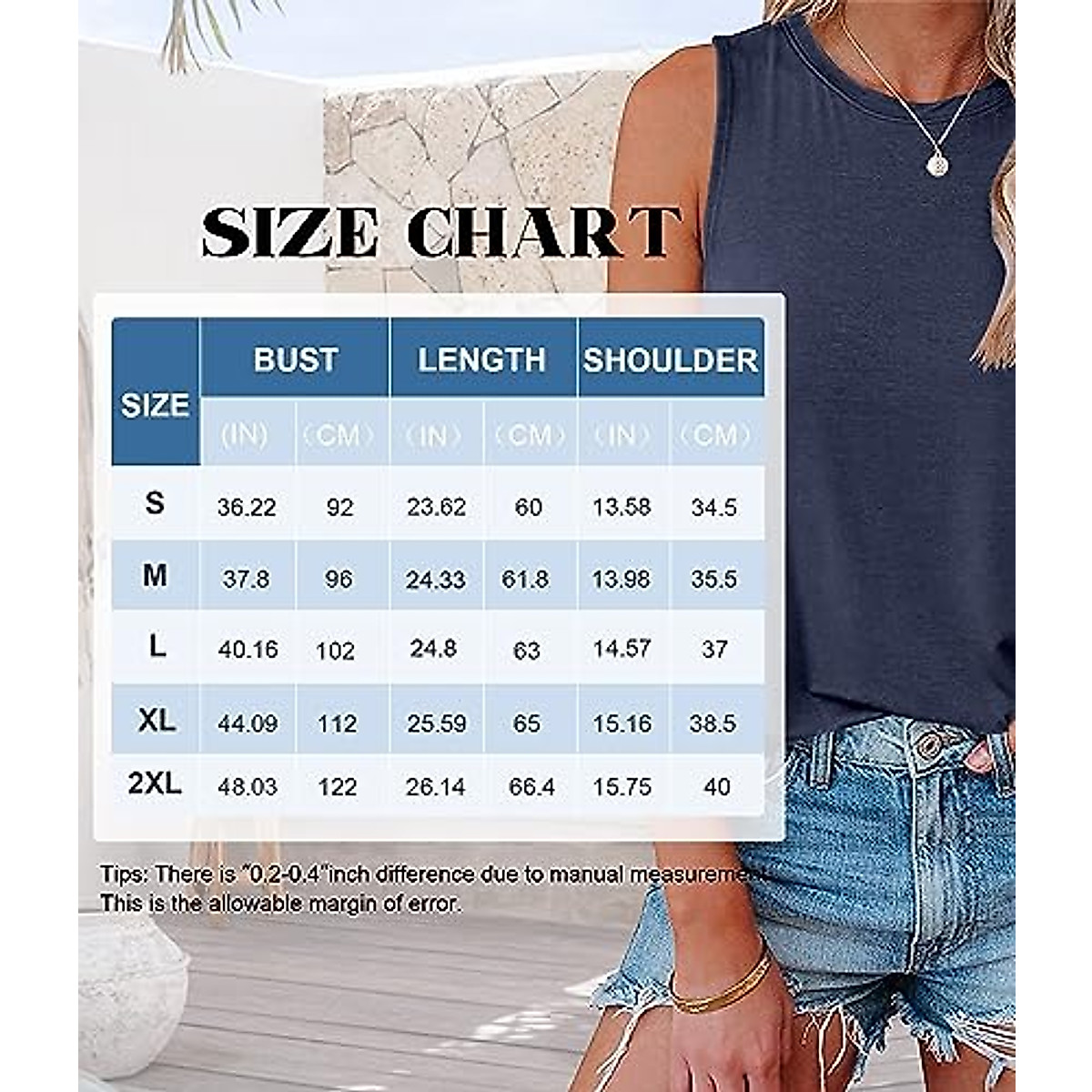 KKJ 2 Pack Womens Tank Tops Crew Neck Sleeveless Summer Cute Tops Loose Fit Basic Workout Casual Shirts 2024 Fashion Clothes